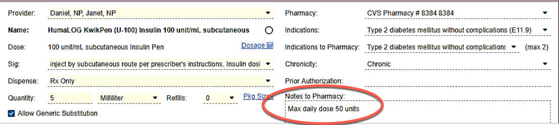 Prescribing Insulin In Enterprise Rx For Practice Partner 11 2 Users